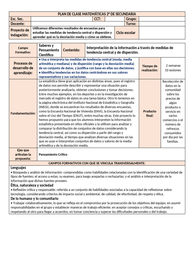 Planeacion Analitica - Pda Interpretación de La Información Medidas de ...