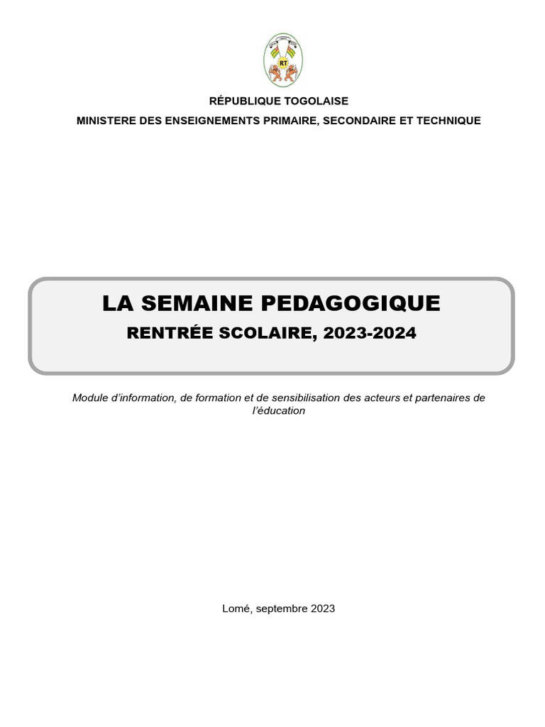 Module Semaine Péd 2023-2024 | PDF