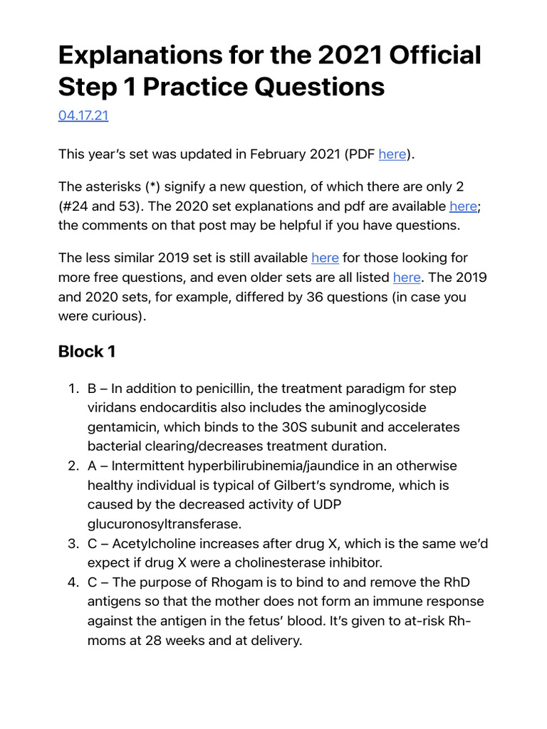 2021 Usmle Explanation | PDF