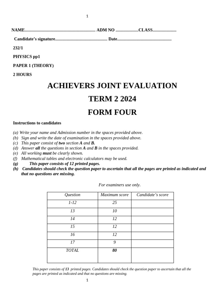 Physics Form 4 Paper 1 Qns | PDF