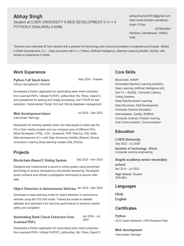 Resume Software Developer | PDF