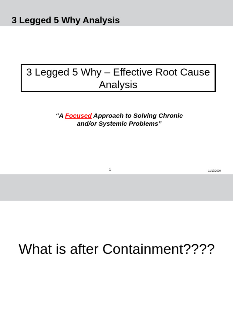 3 Legged 5 Why - Effective Root Cause Analysis | PDF