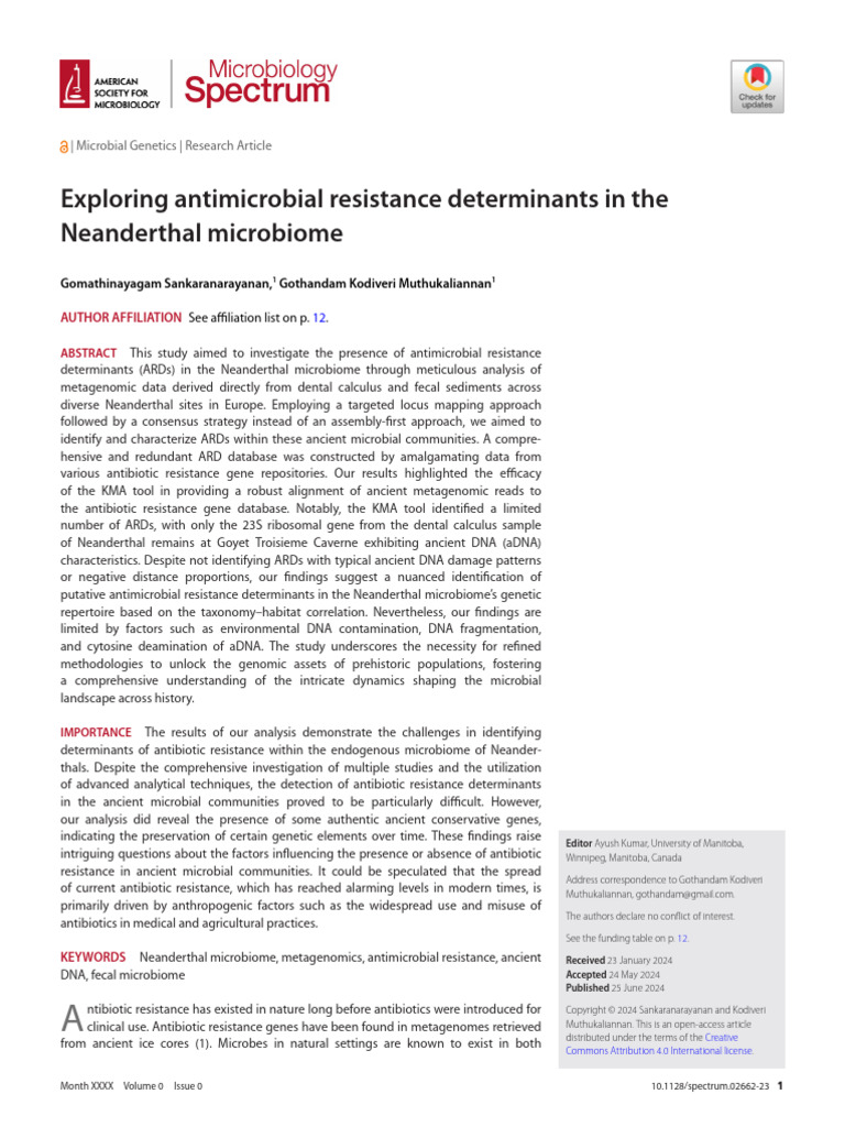 Sankaranarayanan Et Al 2024 Exploring Antimicrobial Resistance ... Sankaranarayanan Et Al 2024 Exploring Antimicrobial Resistance ...