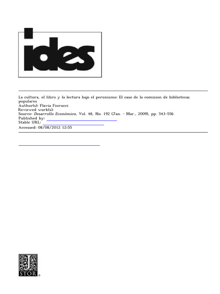 Fiorucci, Flavia - La Cultura, El Libro y La Lectura Bajo El Peronismo ...