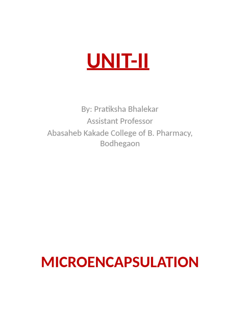Microencapsulation | PDF | Chemistry | Science & Mathematics