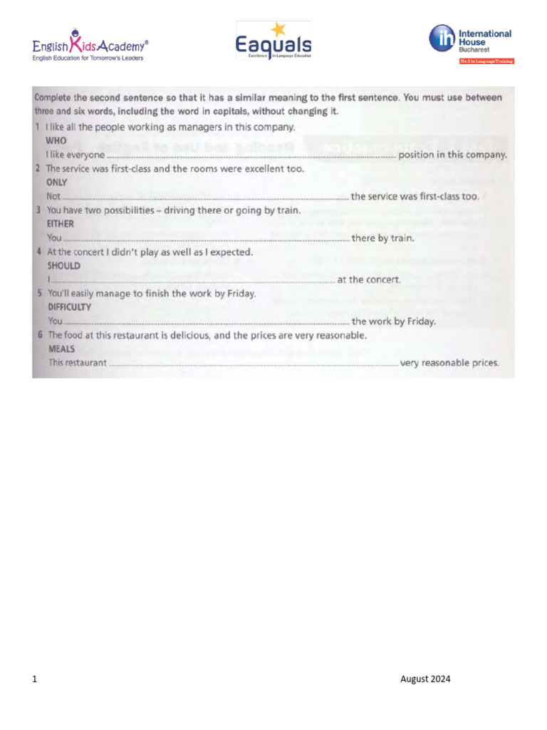 Advanced Intensive Lesson 9 Homework Use of English Part 4 Trainer Test ...