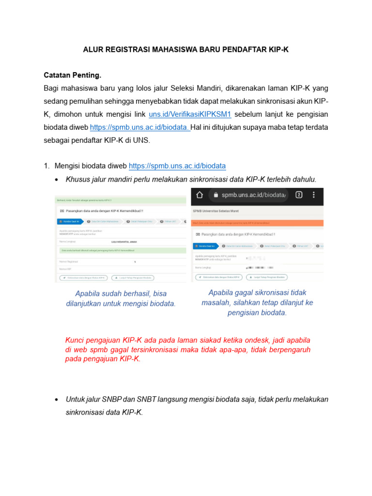 Alur Registrasi Maba KIPK Jalur Mandiri | PDF