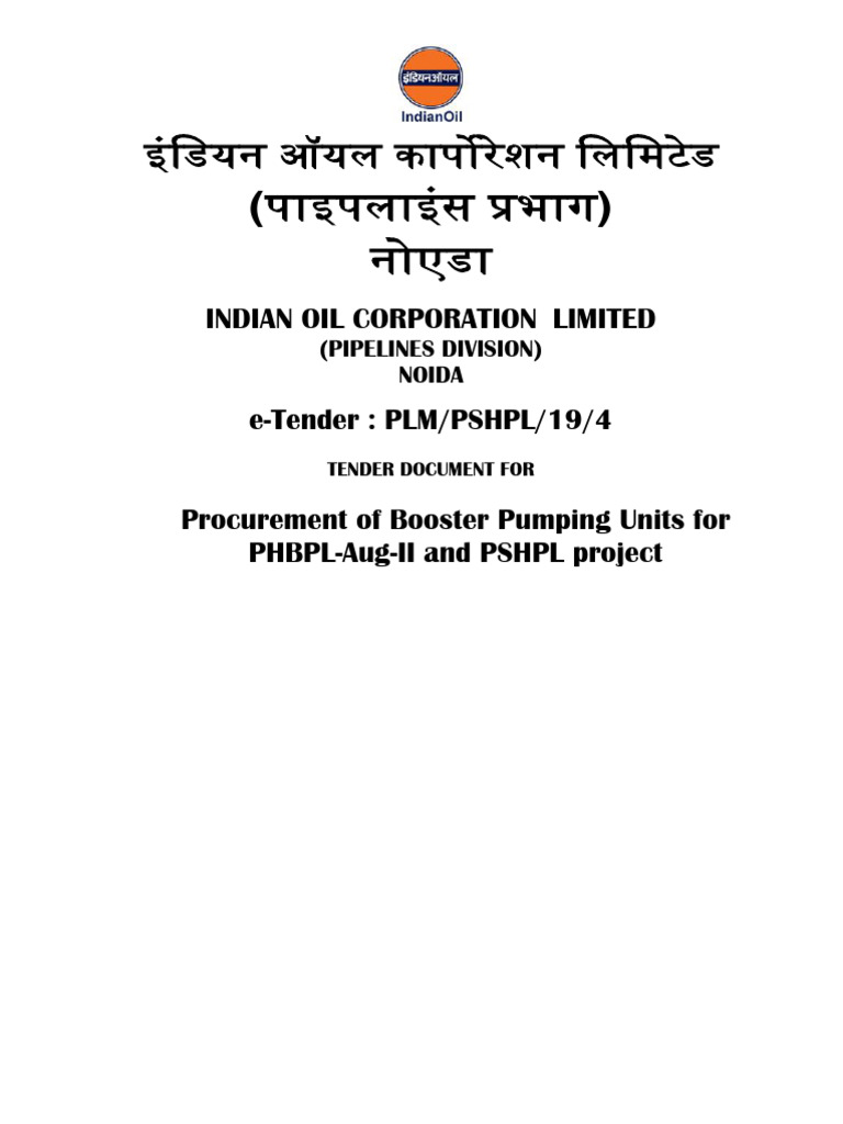 IOCL Spec For Pipeline Pumps | PDF