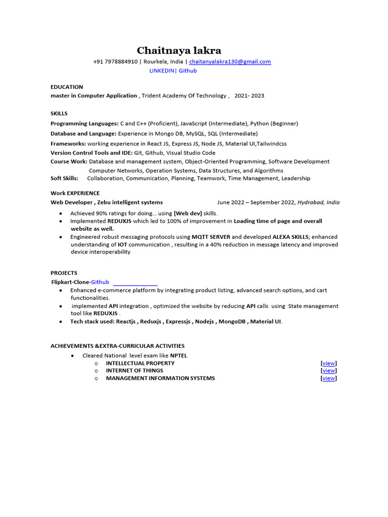 Chaitanya Lakra Mern | PDF