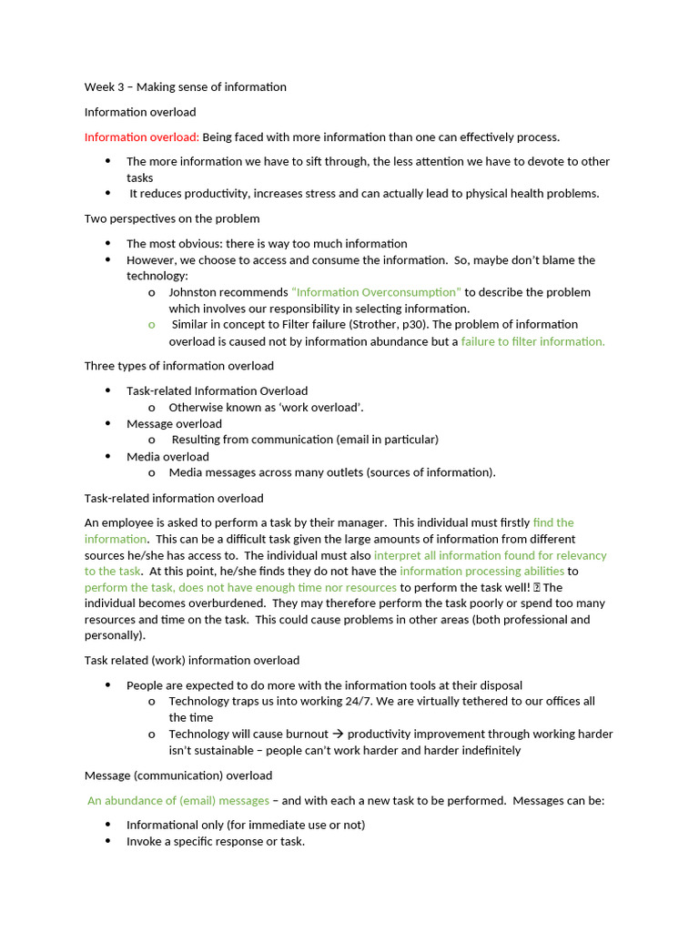Week 3 - Making Sense of Information | PDF