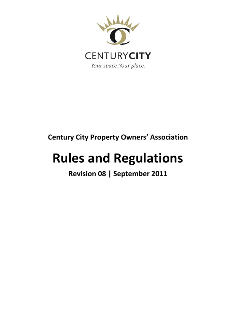 Rules and Regulations: Century City Property Owners' Association | PDF ...
