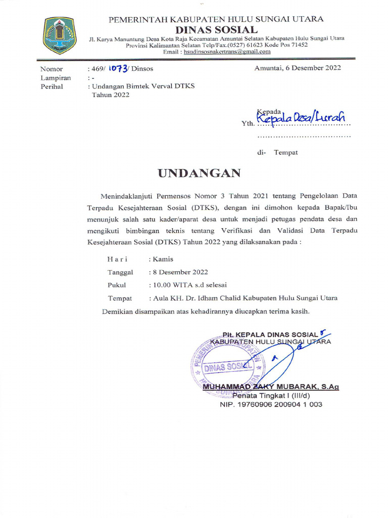 Undangan Bimtek | PDF