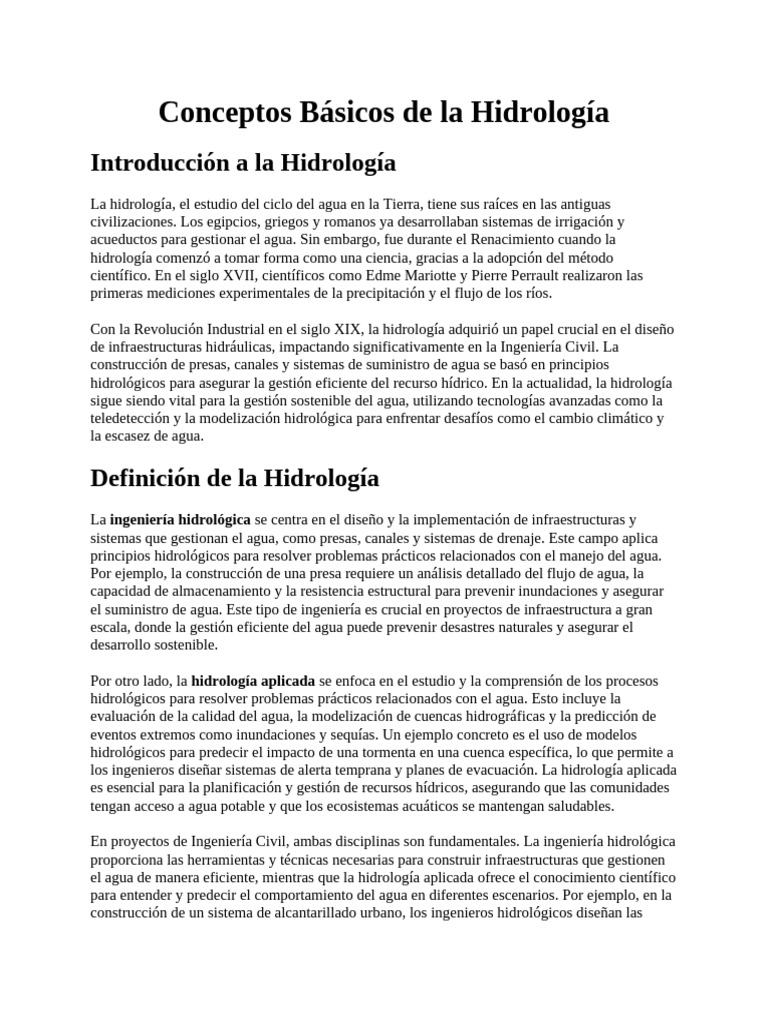 Tarea 1. Conceptos Básicos de La Hidrología | PDF