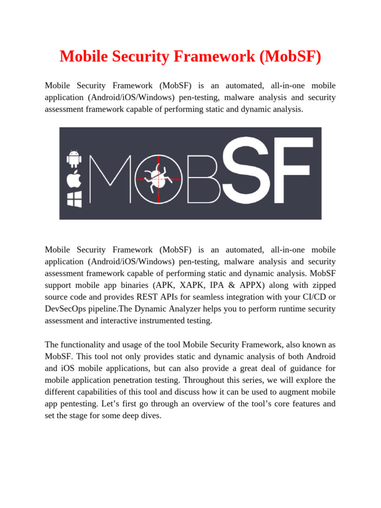 Mobile Security Framework | PDF