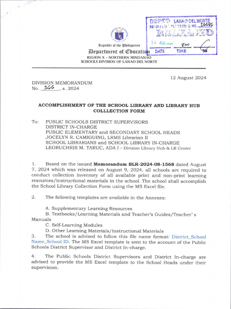 ACCOMPLISHMENT OF THE SCHOOL LIBRARY AND LIBRARY HUB COLLECTION FORM | PDF