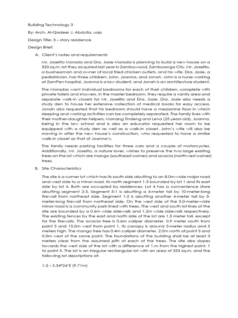 Building Tech 3 Design Problem | PDF