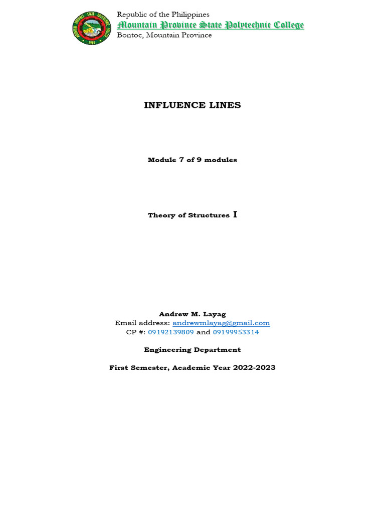 Module 7 of 9 Influence Lines | PDF