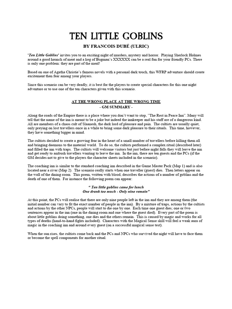 Ten Little Goblins | PDF