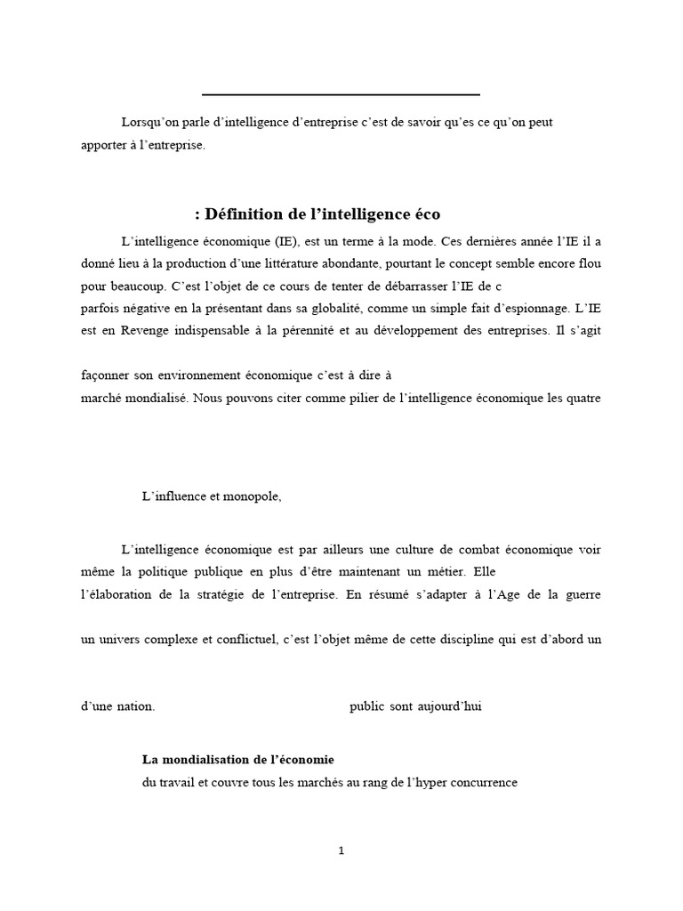 Cours Intelligence Economique | PDF