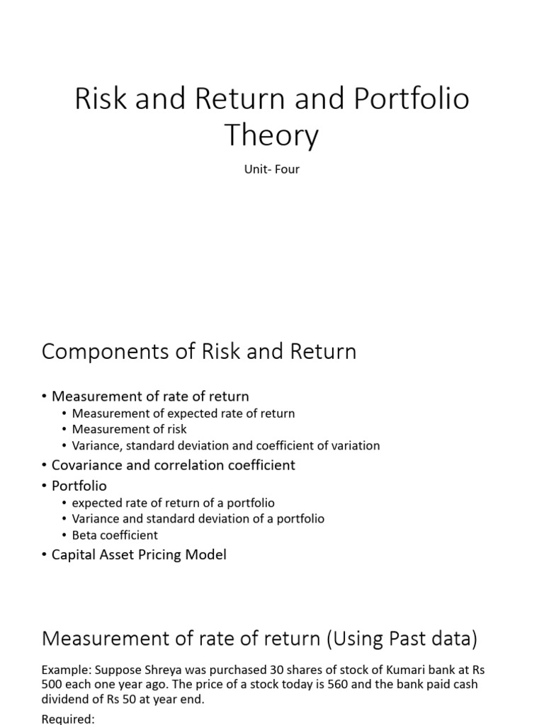 Risk Return and Portfolio Theory | PDF