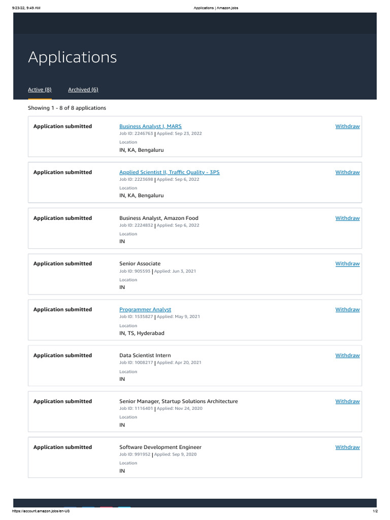 Amazon Company Job Applications | PDF