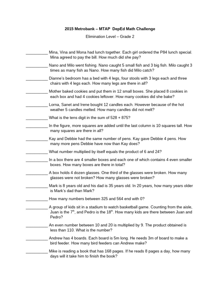 Mtap Reviewer Grade 2 2015 | PDF