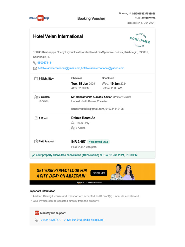 Booking Confirmation Voucher | PDF