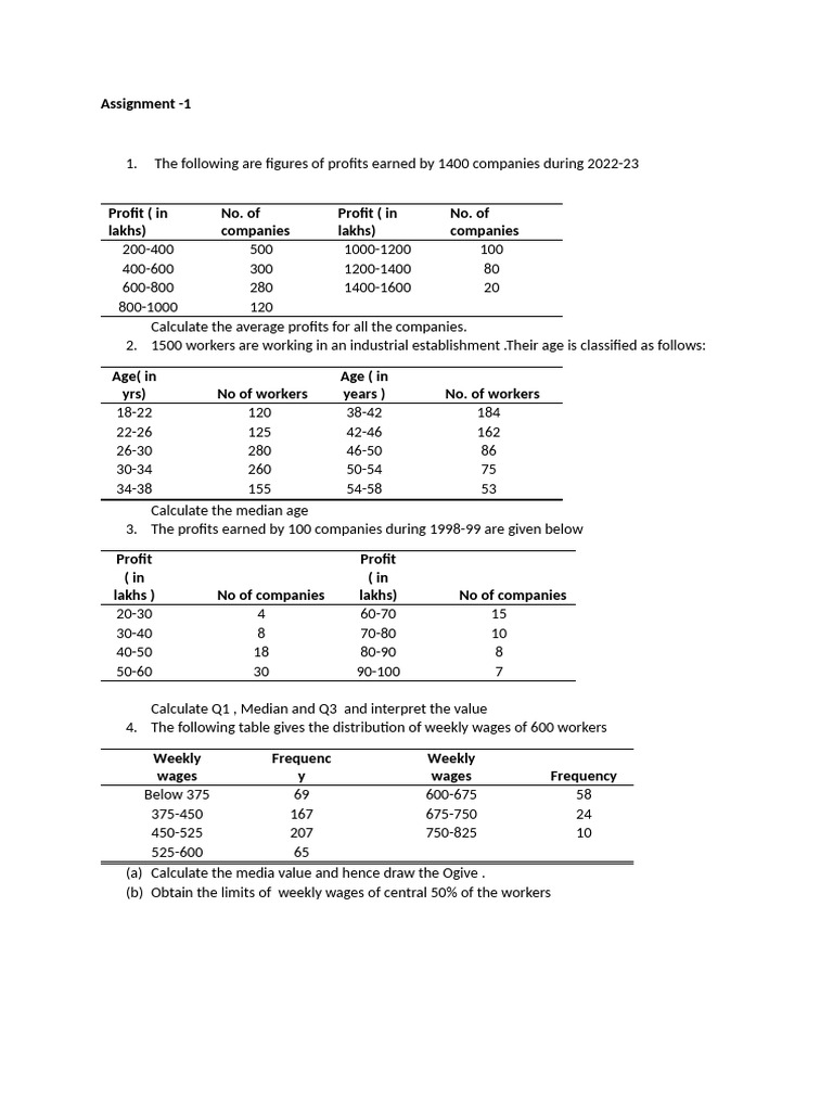 Assignment - 1 Statistics | PDF