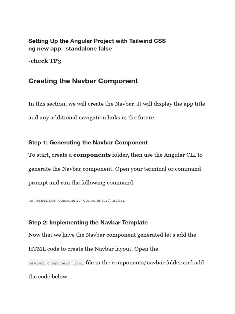 TP4 Setting Up The Angular Project With Tailwind CSS | PDF