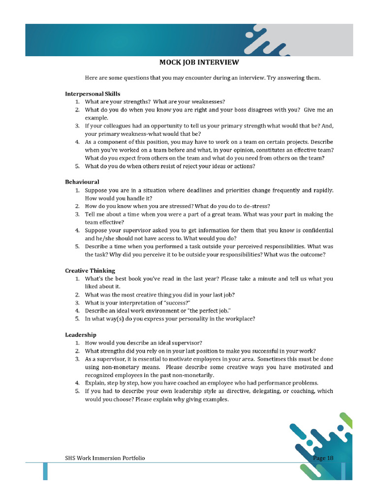 Work Immersion Portfolio Based On Deped (2) - 0018 | PDF