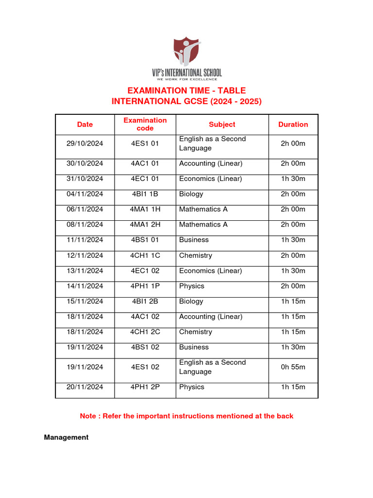 Grade 10 Timetable 2024 November | PDF