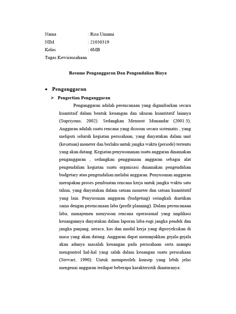 Risa Umami - 21030319 - ResumeKWU | PDF