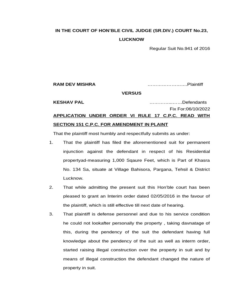 Amendment Application | PDF