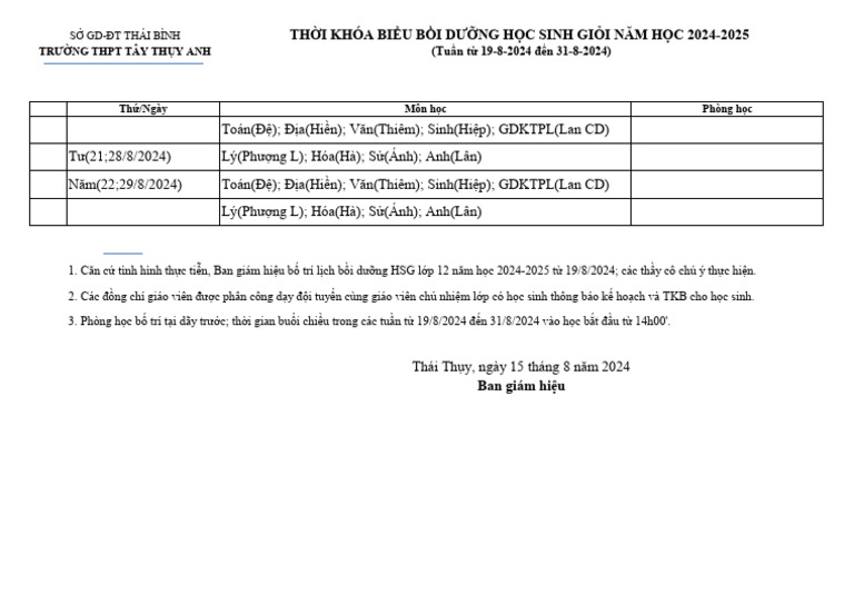 TKB 01 HSG - Tuan Tu 19-8-2024 | PDF