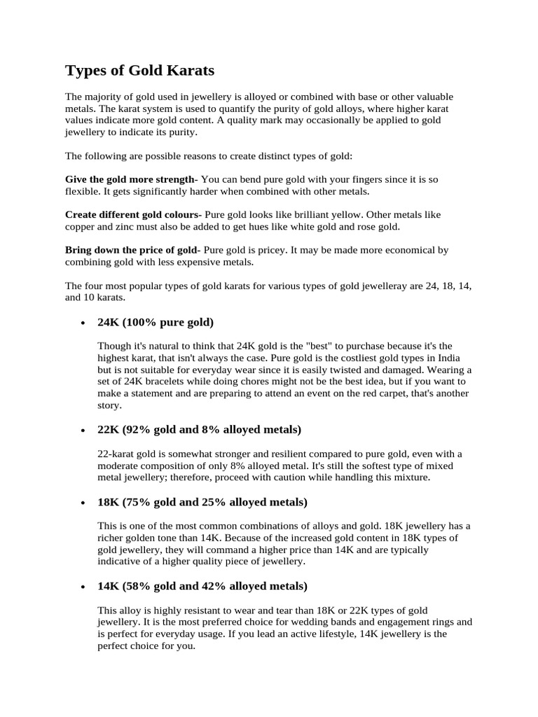Types of Gold Karats | PDF