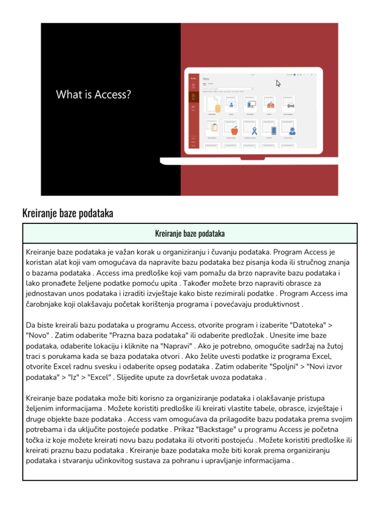 Kreiranje Baze Podataka - by Diffit (Printable) | PDF