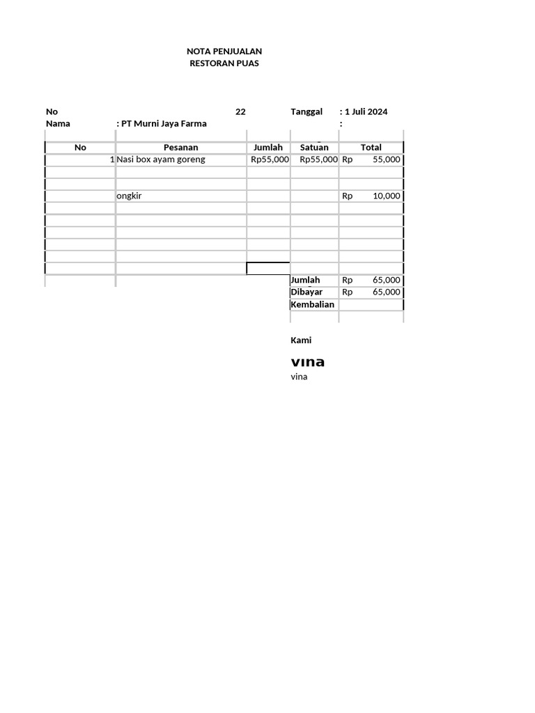 Nota Print Baru | PDF