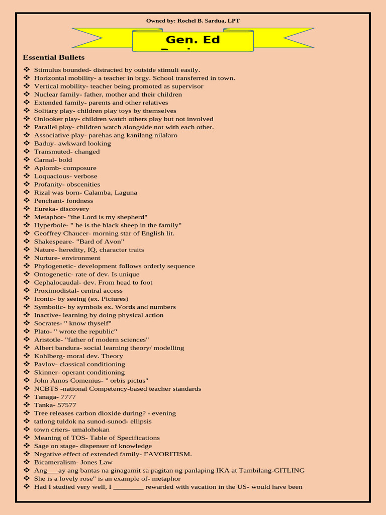 Gen - Ed Reviewer.1 (Notes) | PDF