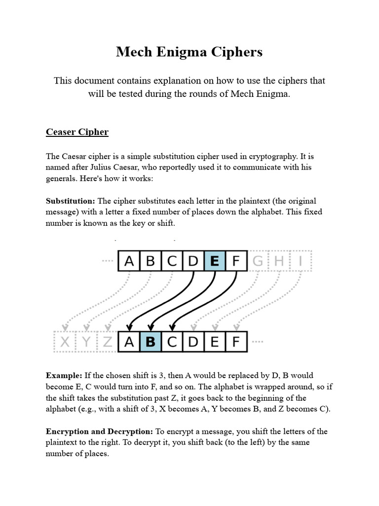Mech Enigma Ciphers Guide | PDF
