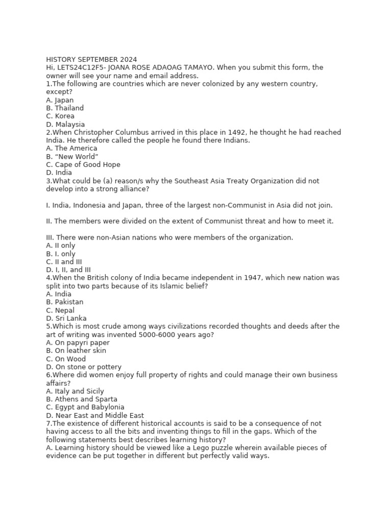 HISTORY SUMMATIVE | PDF