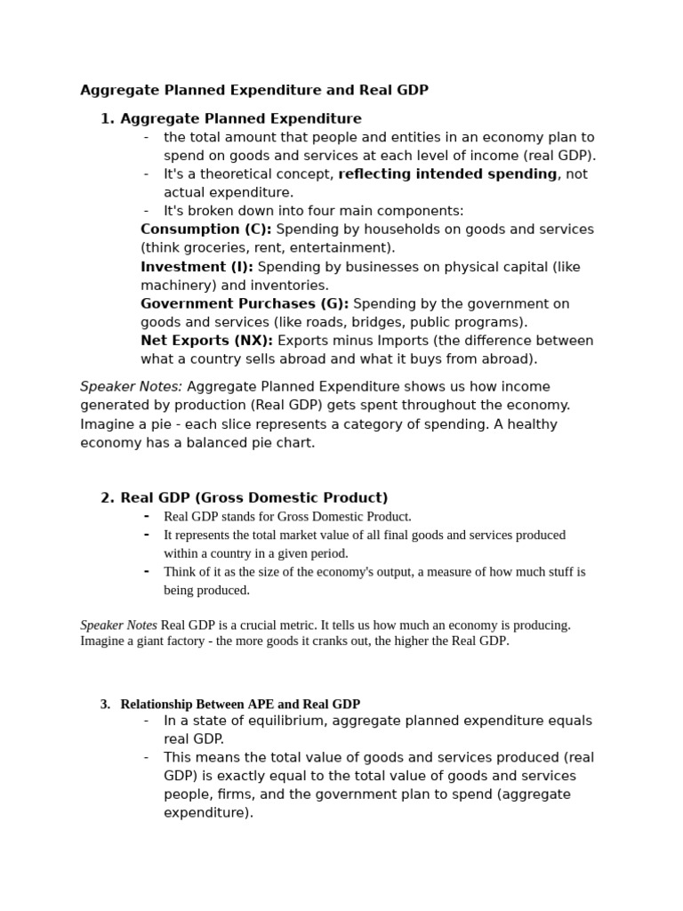 Aggregate Planned Expenditure and Real GDP | PDF