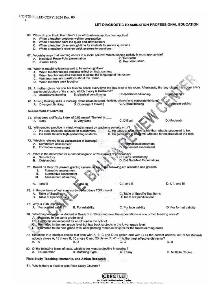 Professional Education Exam | PDF