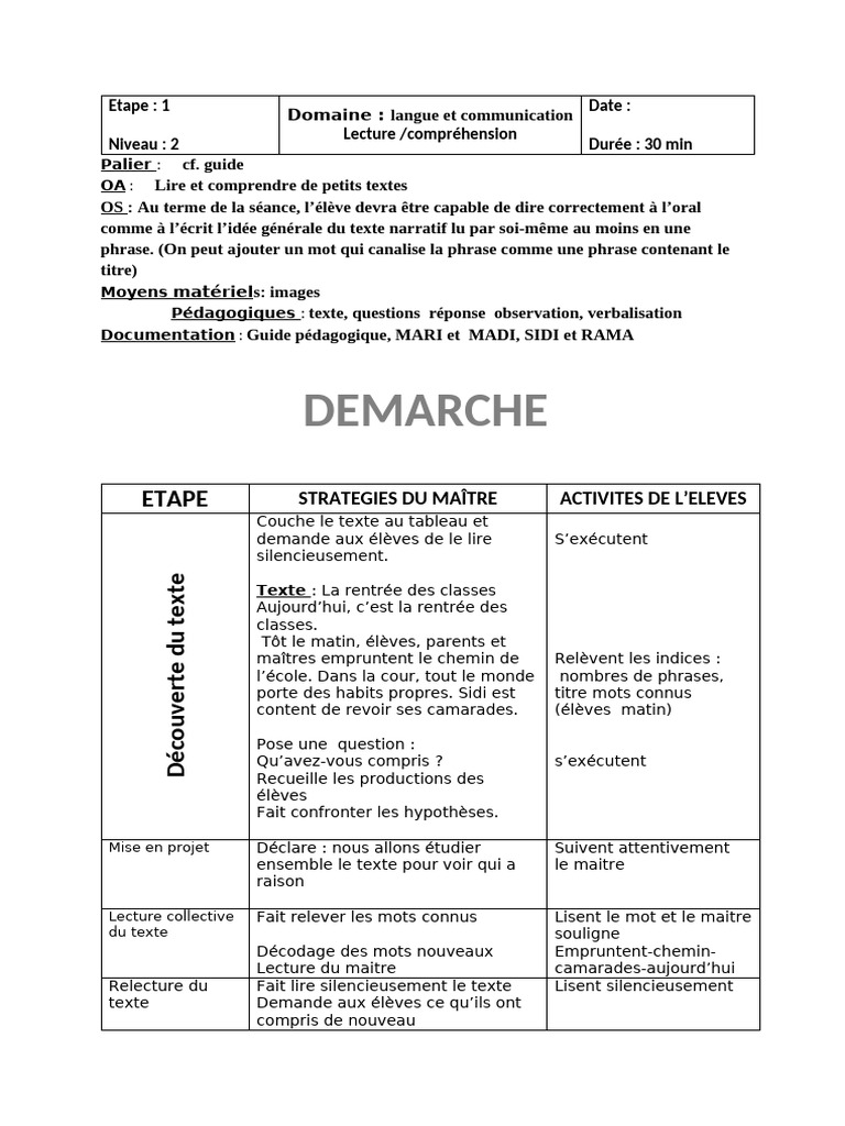 Fiche Lecture Comprehension | PDF