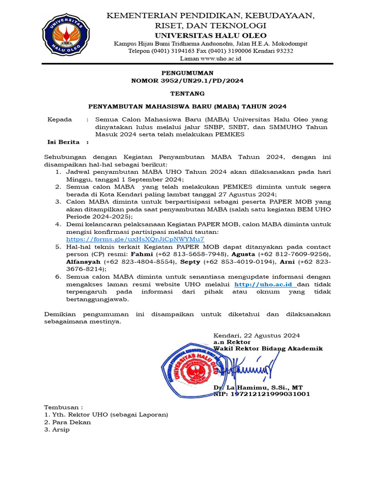 Pengumuman Penyambutan Maba Dan Paper Mob | PDF