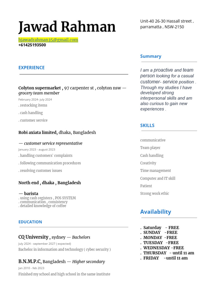 jawad rahman CV | PDF