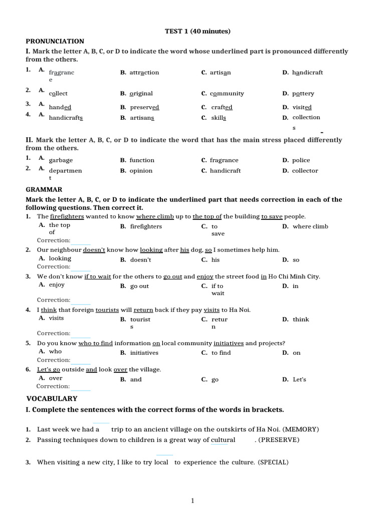 Unit 1,2 - Test 1 | PDF
