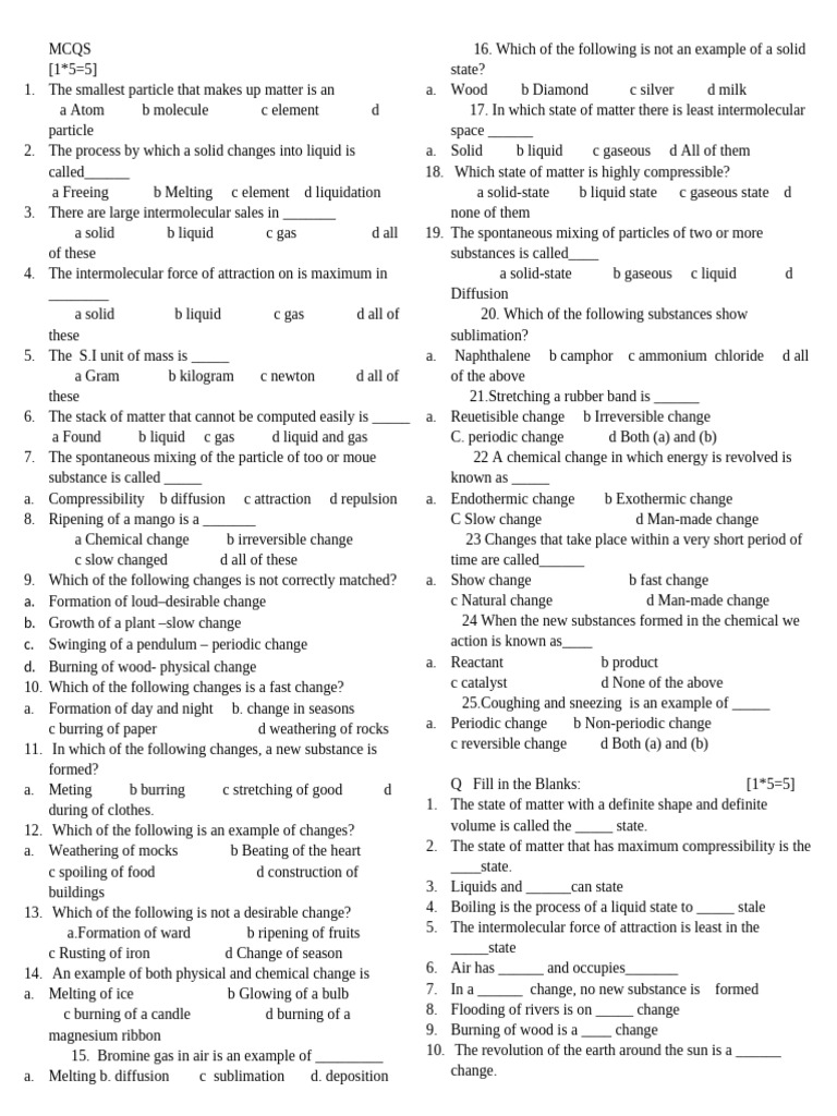 Class 7 Chem ch 1 and 2 RT1 2024 | PDF