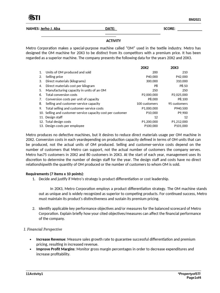 Abao - 11 Activity 1 - Cost | PDF | Pricing | Technology & Engineering
