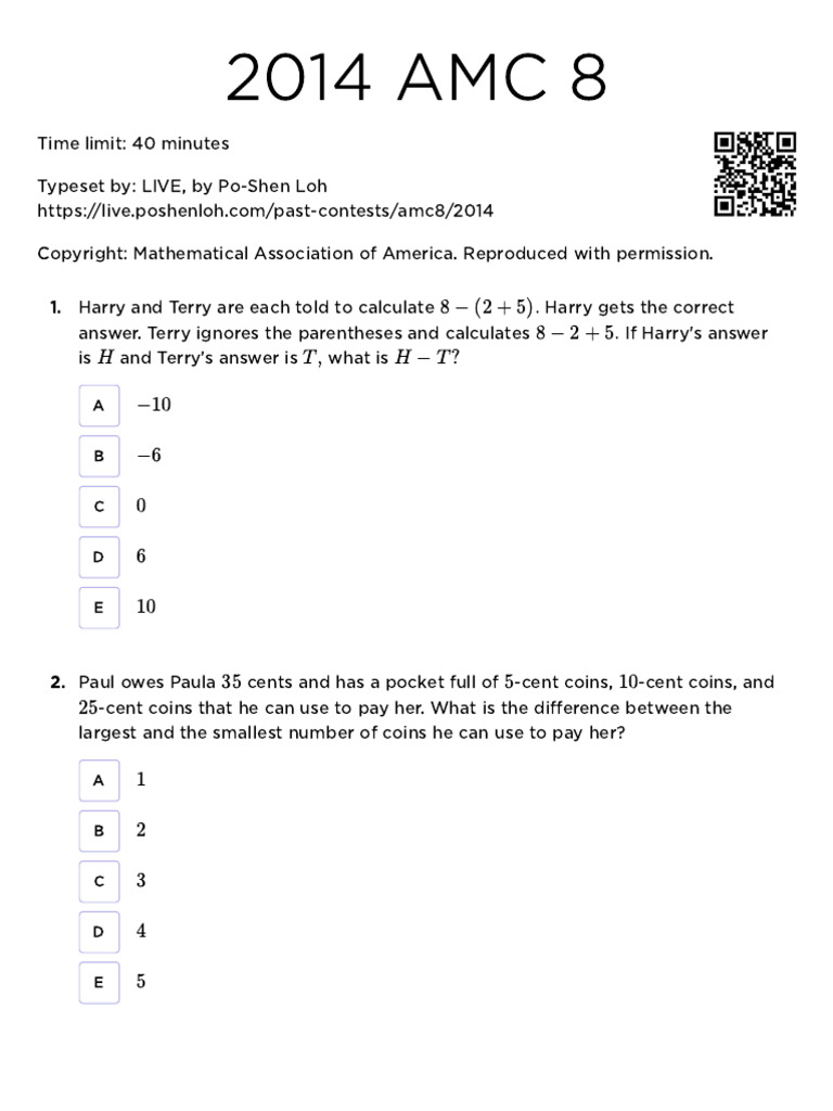 Amc8 2014 Exam | PDF