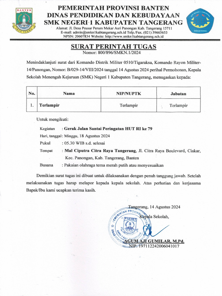 896 - SPT. Gerak Jalan Mal Ciputra (Seluruh Guru Dan Staf) | PDF